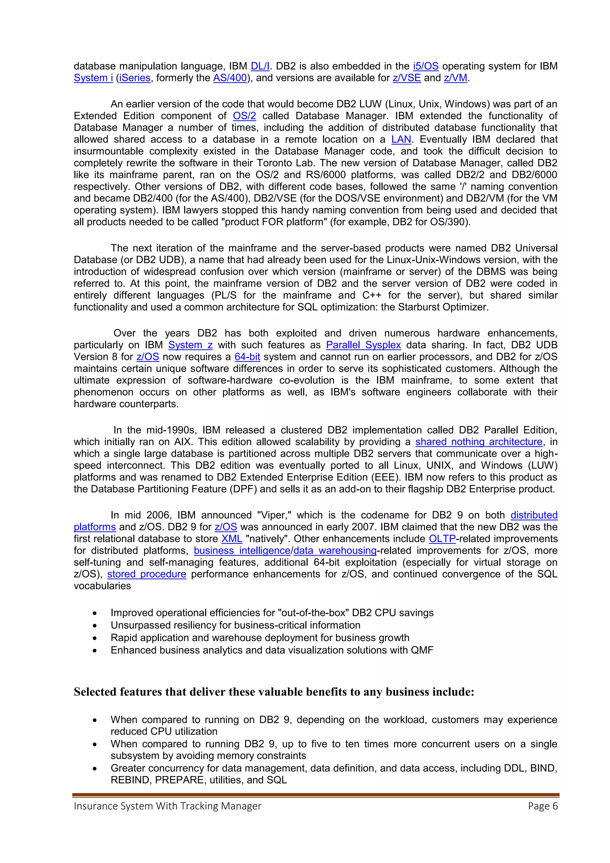 A Project Report on Insurance System with Tracking Manager | PDF