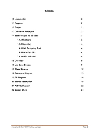 A Project Report on Insurance System with Tracking Manager | PDF