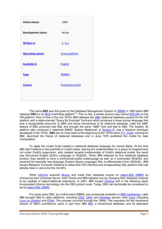 A Project Report on Insurance System with Tracking Manager | PDF