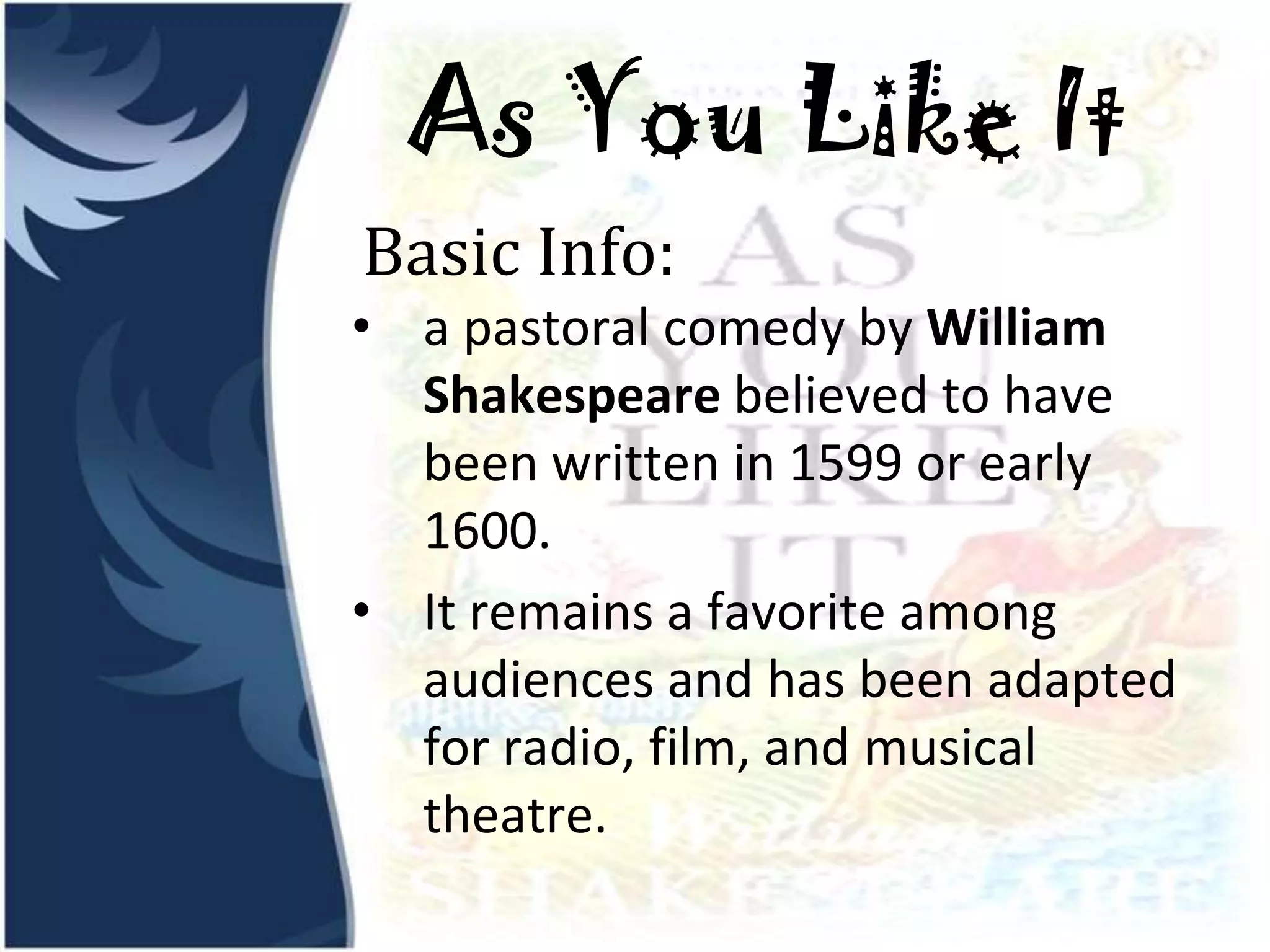 As You Like It by W.Shakespeare | PPTX