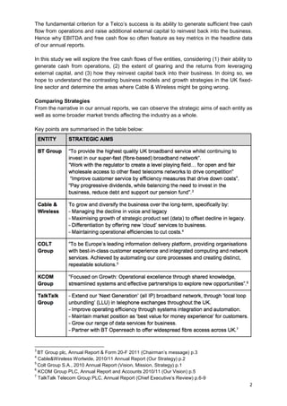 Corporate Reporting Analysis: Cable & Wireless / UK Fixed line | PDF ...
