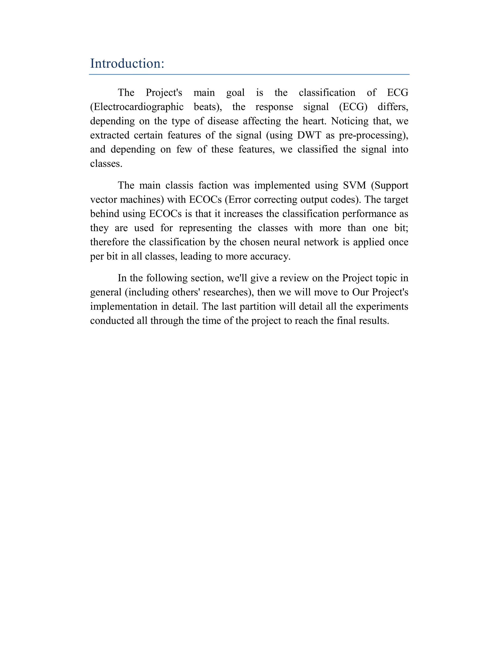 ECG beats classification using multiclass SVMs with ECOC | PDF