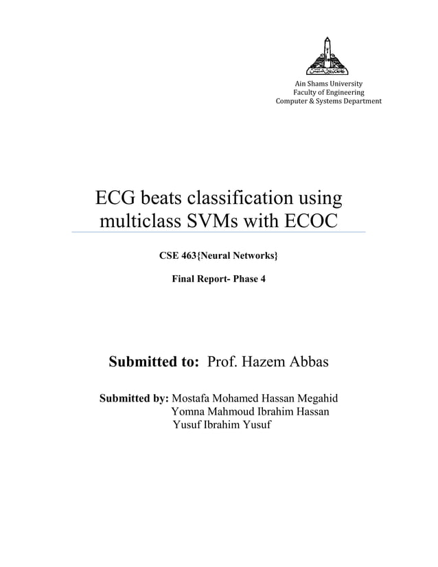 ECG beats classification using multiclass SVMs with ECOC | PDF
