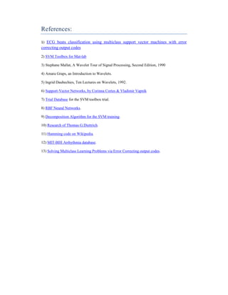 ECG beats classification using multiclass SVMs with ECOC | PDF