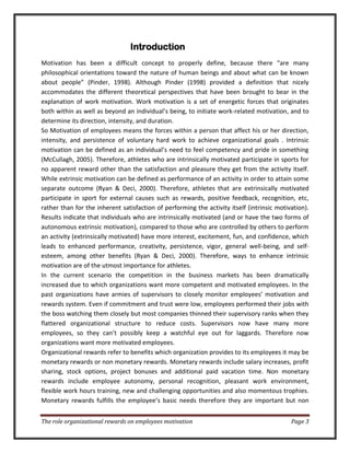 The role organizational rewards on employees motivation | DOCX