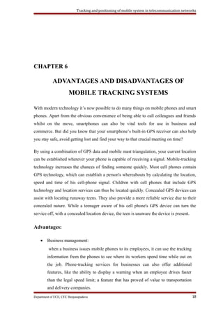 Final reportTracking And Positioning Of Mobile System In Telecommunication Networks | PDF