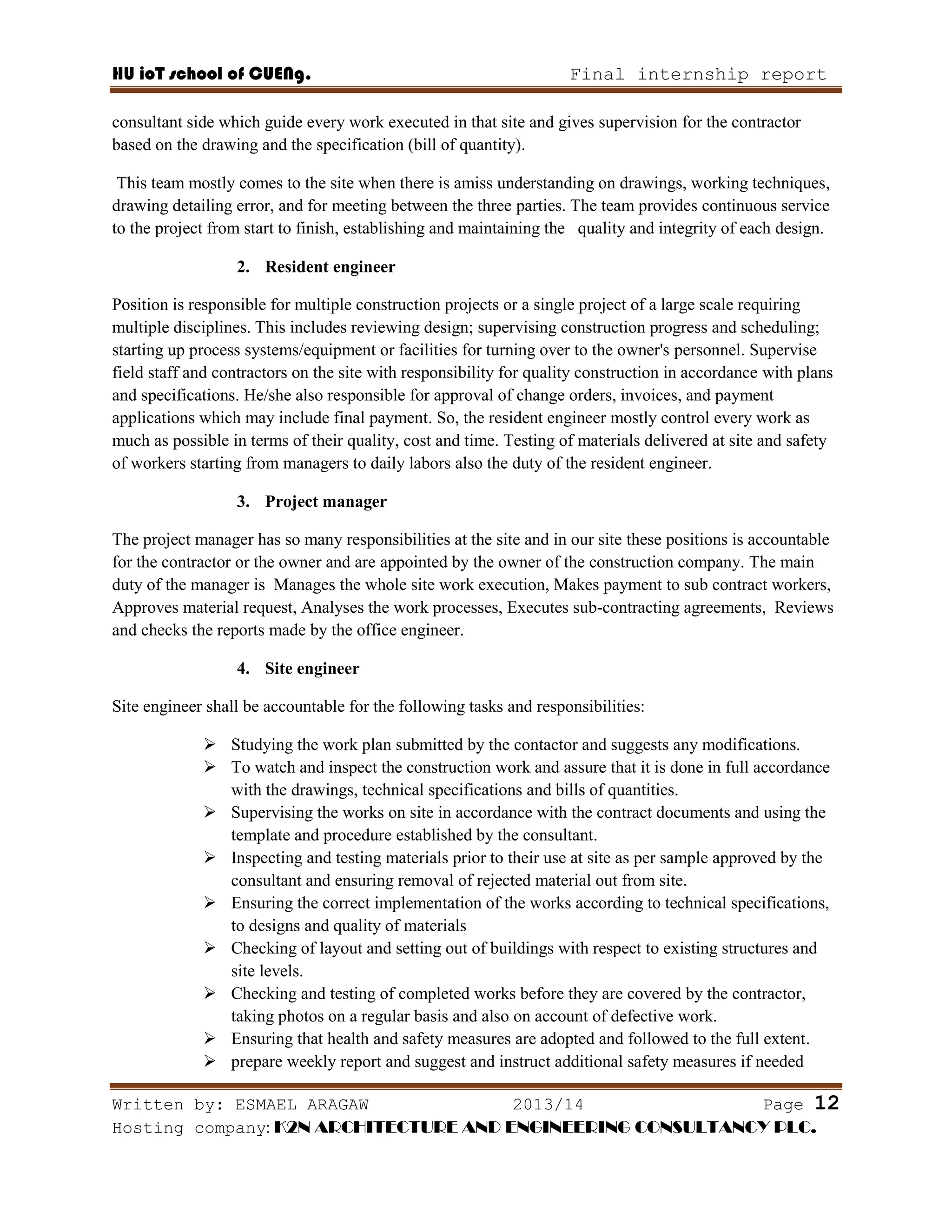 Internship Report on Building Construction | PDF