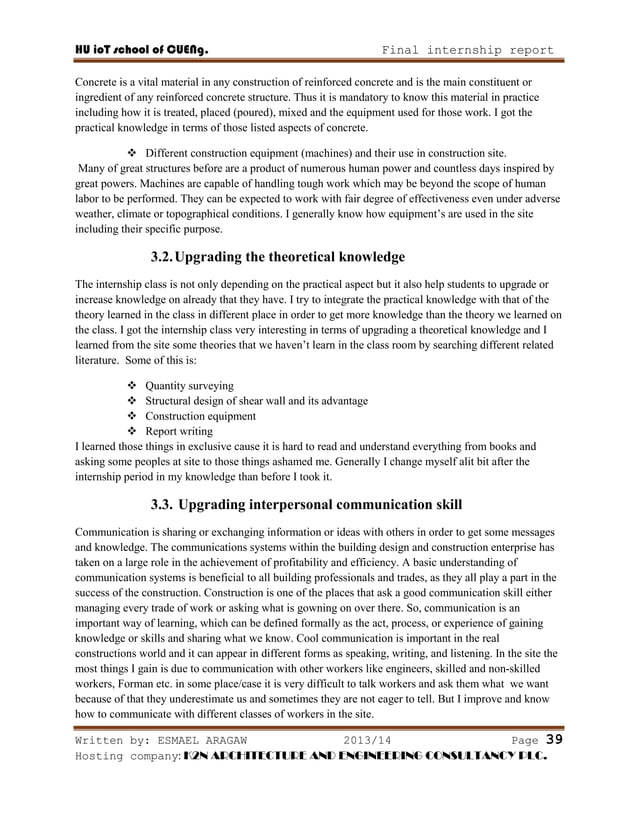 Internship Report on Building Construction | PDF | Civil Engineering ...