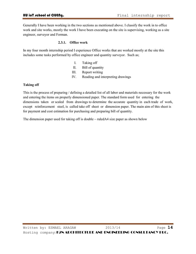 Internship Report on Building Construction | PDF