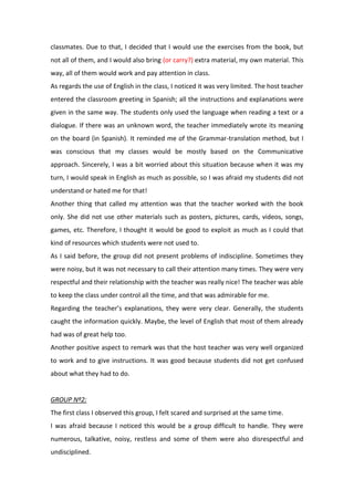 FINAL REPORT:My training as an English Teacher | PDF