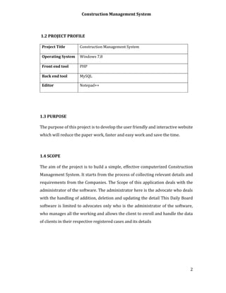 construction management system final year report | PDF