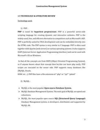 construction management system final year report | PDF