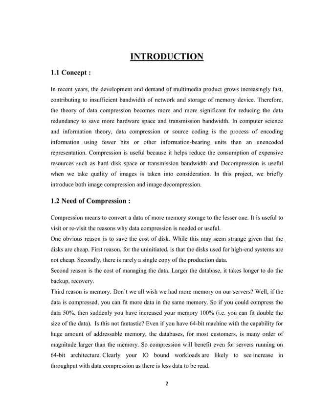 IMAGE COMPRESSION AND DECOMPRESSION SYSTEM | PDF