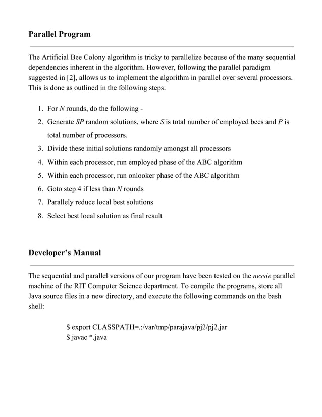 Parallel Artificial Bee Colony Algorithm | PDF
