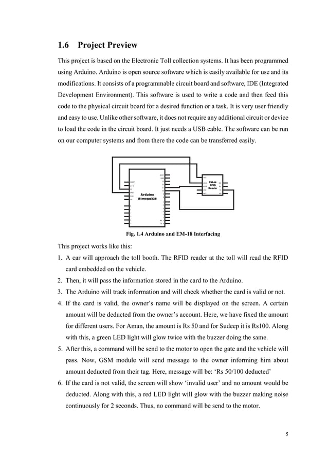Project Report- RFID Based Automated Toll Collection System using Arduino @ Amity University ...