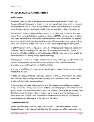 AMRELI STEELS LTD. INTERNSHIP REPORT | DOCX