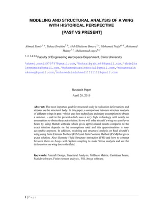 Modeling and Structural Analysis of a Wing [FSI ANSYS&MATLAB] | PDF