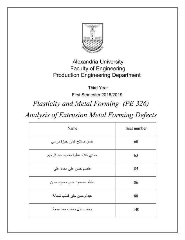 Analysis of Extrusion Metal Forming Defects | DOCX | Physics | Science