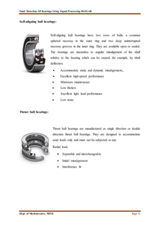 Report on Fault Diagnosis of Ball Bearing System | DOCX