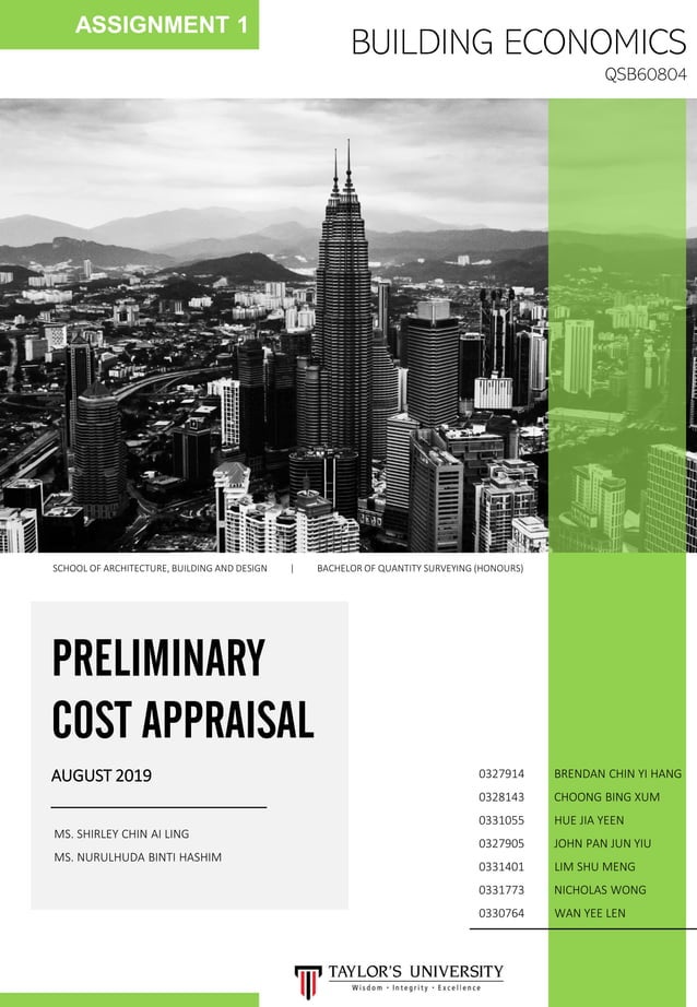 Building Economics (Group Assignment) - Preliminary Cost Appraisal | PDF