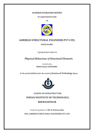 SUMMER INTERNSHIP REPORT at AMERIGO STRUCTURAL ENGINEERS PVT LTD, | PDF