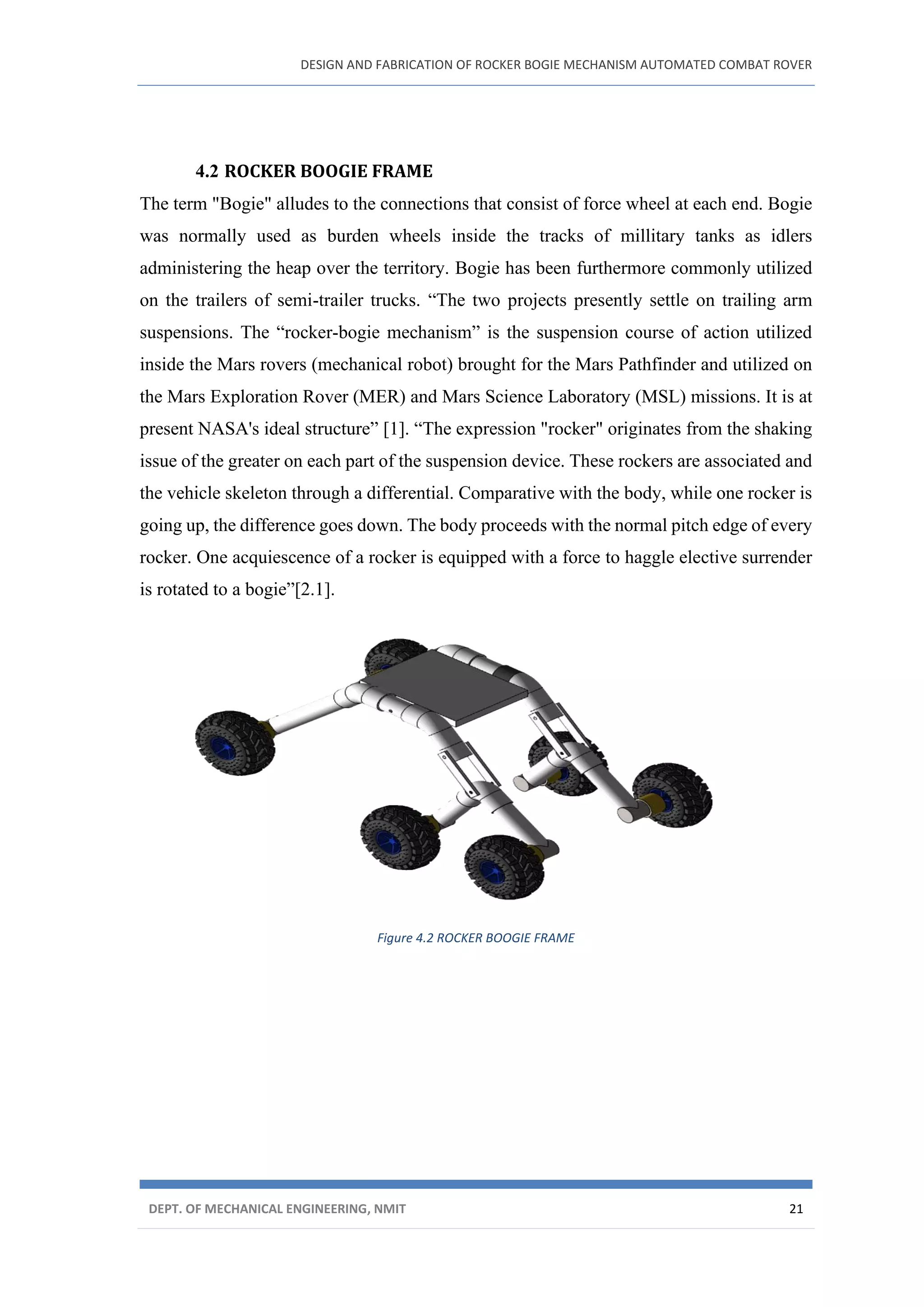 Design and Fabrication of Rocker Bogie Mechanism Automated Combat Rover ...