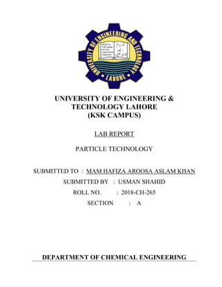Particle technology Lab report | PDF | Chemistry | Science