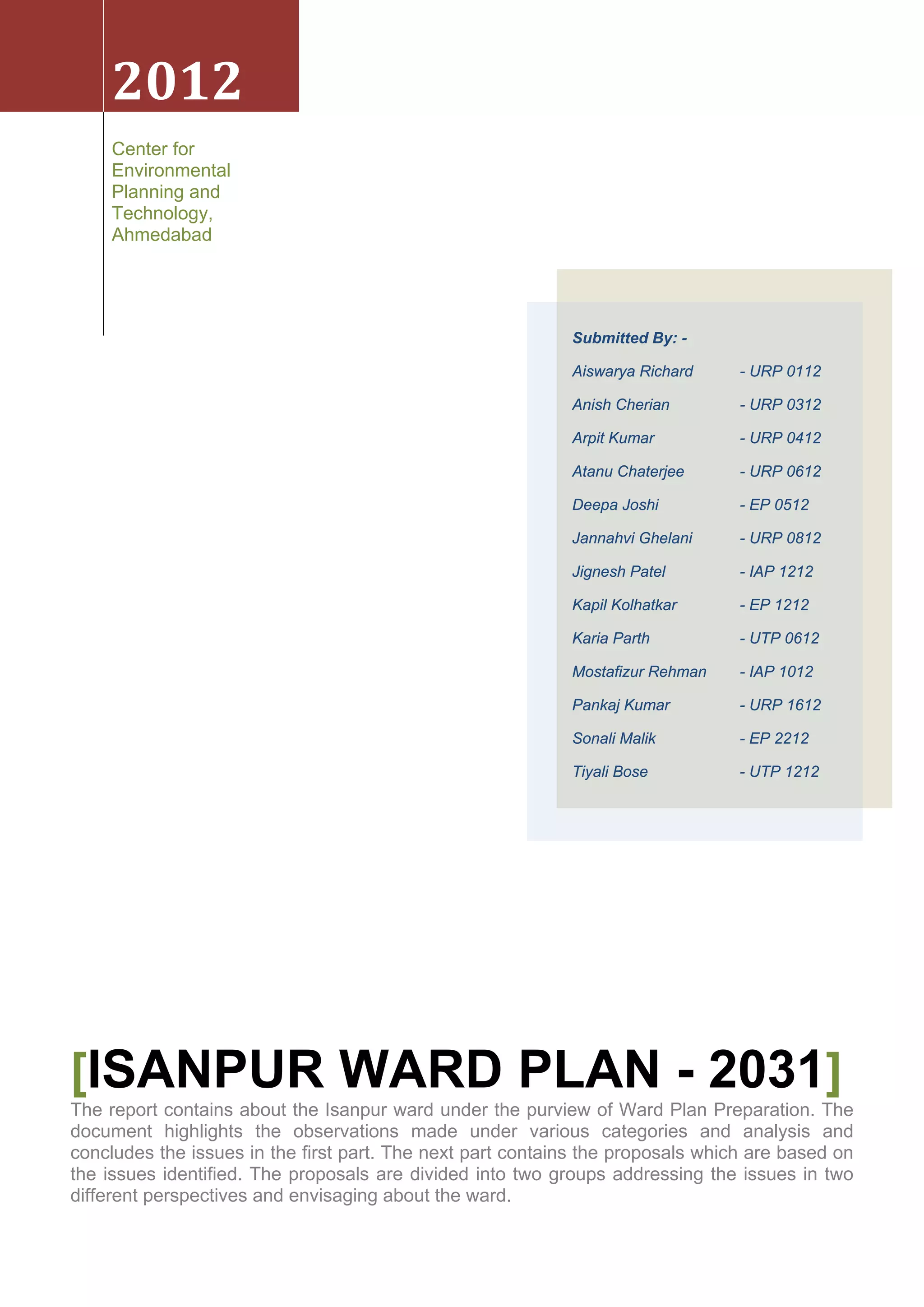 ISANPUR WARD PLAN - 2031 | PDF