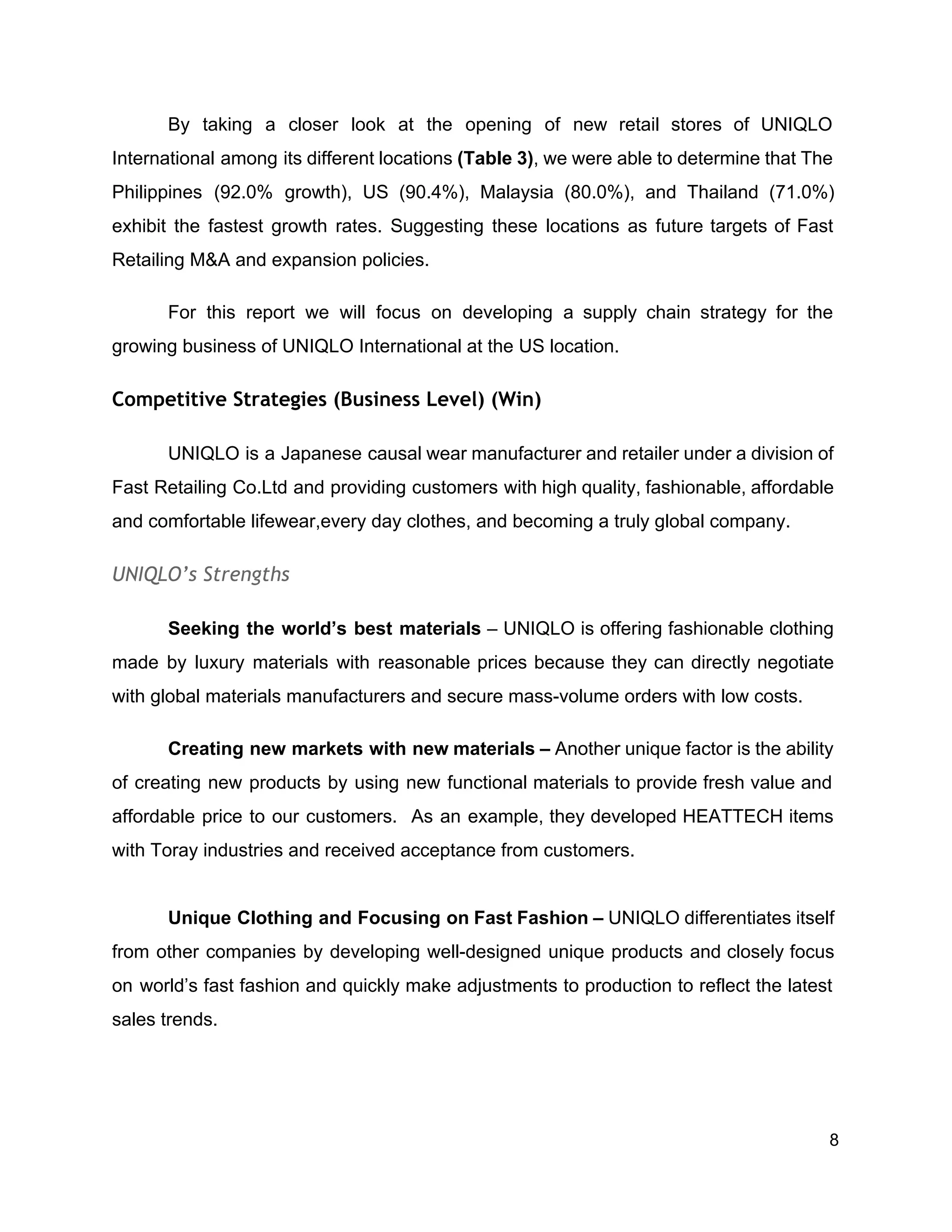 Supply Chain Network of Fast Retailing Co.(UNIQLO) | PDF