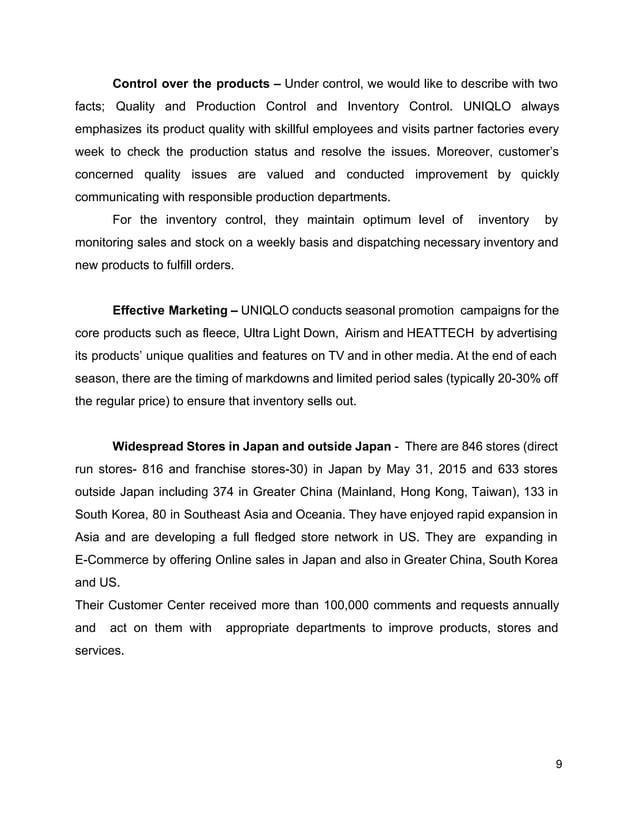 Supply Chain Network of Fast Retailing Co.(UNIQLO) | PDF