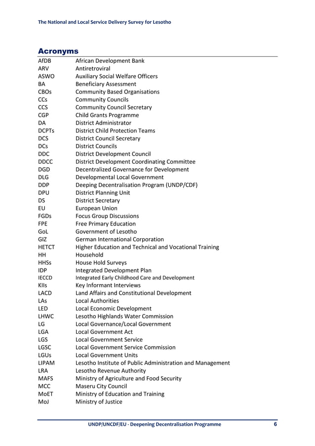 Final report National Local service delivery survey | PDF