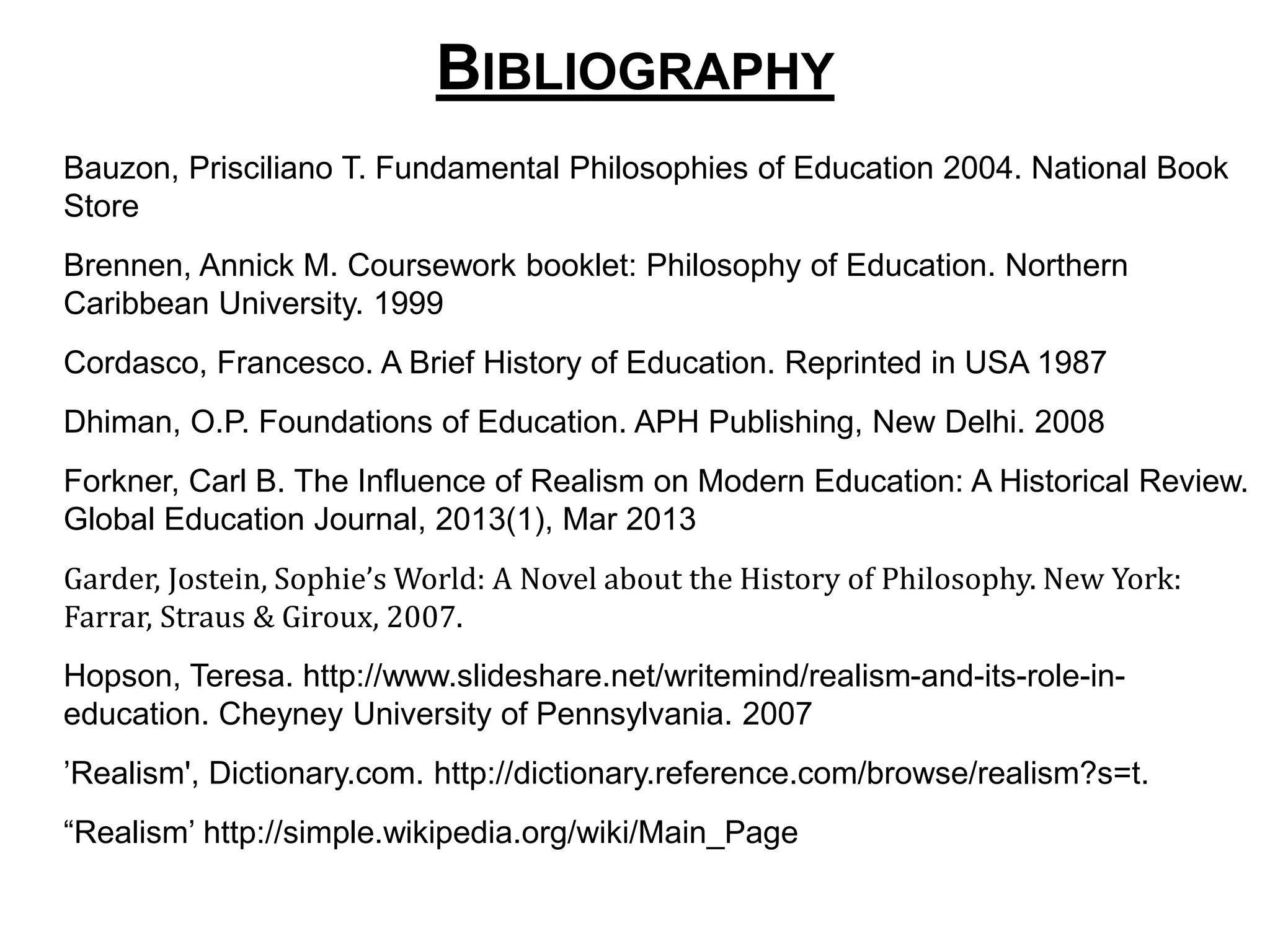 Philosophy of Realism in Education | PPTX