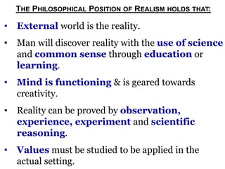 Philosophy of Realism in Education | PPTX