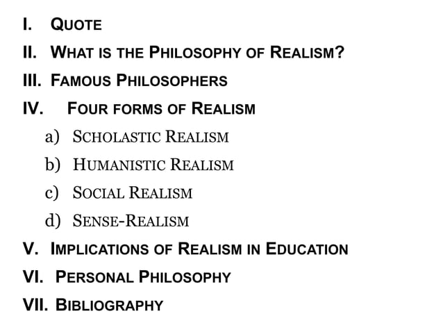 Philosophy of Realism in Education | PPTX