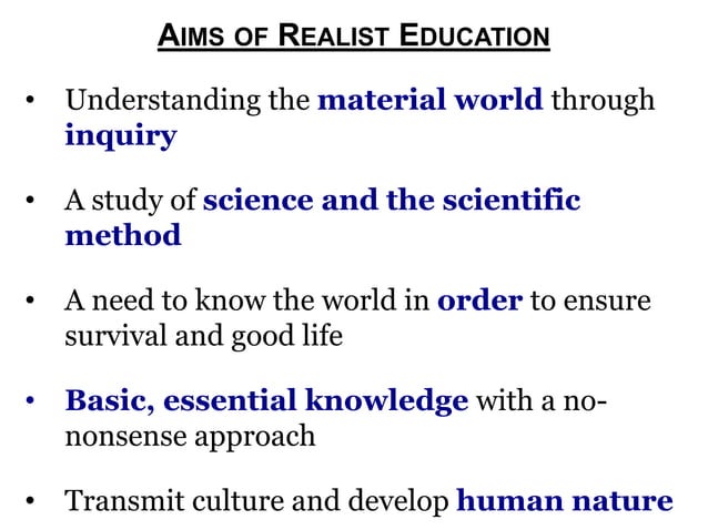 Philosophy of Realism in Education | PPTX