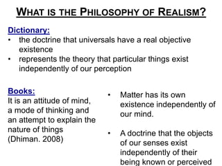 Philosophy of Realism in Education | PPTX