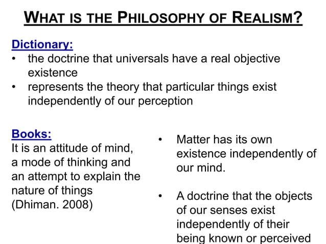 Philosophy of Realism in Education | PPTX