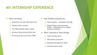 A Look at MIS Work Experience - Summer Internship | PPT