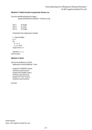 Internship report on manpower demand simulator at APL Logistics | PDF