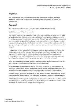 Internship report on manpower demand simulator at APL Logistics | PDF