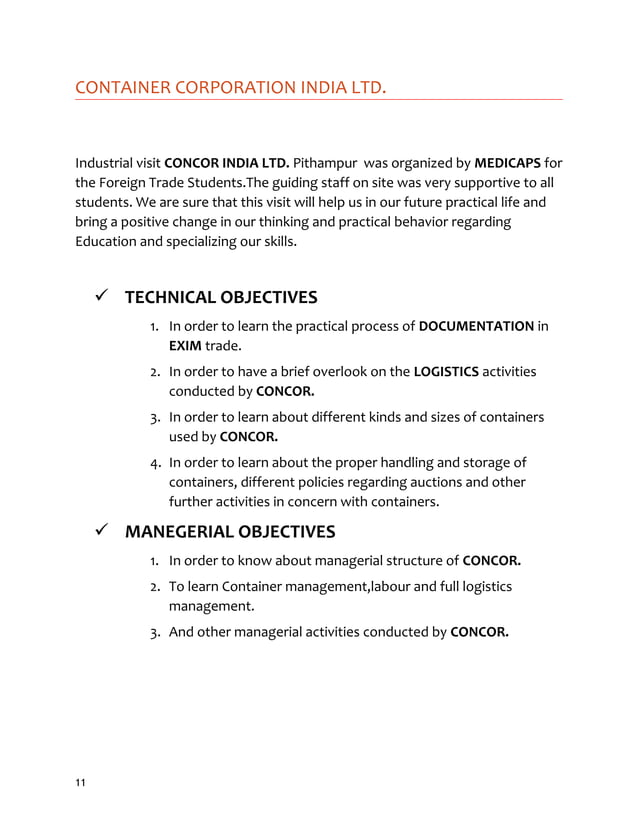 A sample on industrial visit report for MBA students by Bilal Khan ...