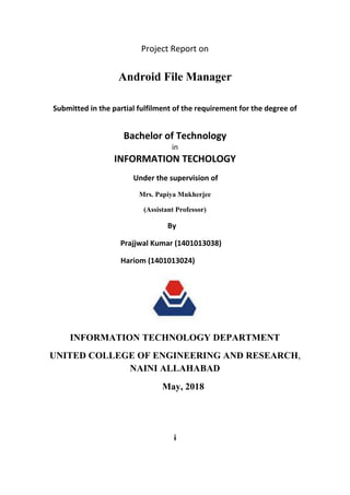 Android File Manager Report PDF | PDF