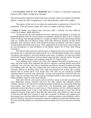 Solar Water Purification Project For Mechanical Engineering | DOCX
