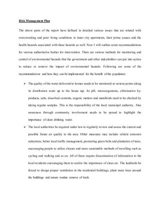 Overcrowding and poor living conditions Report & Recommendations | DOCX