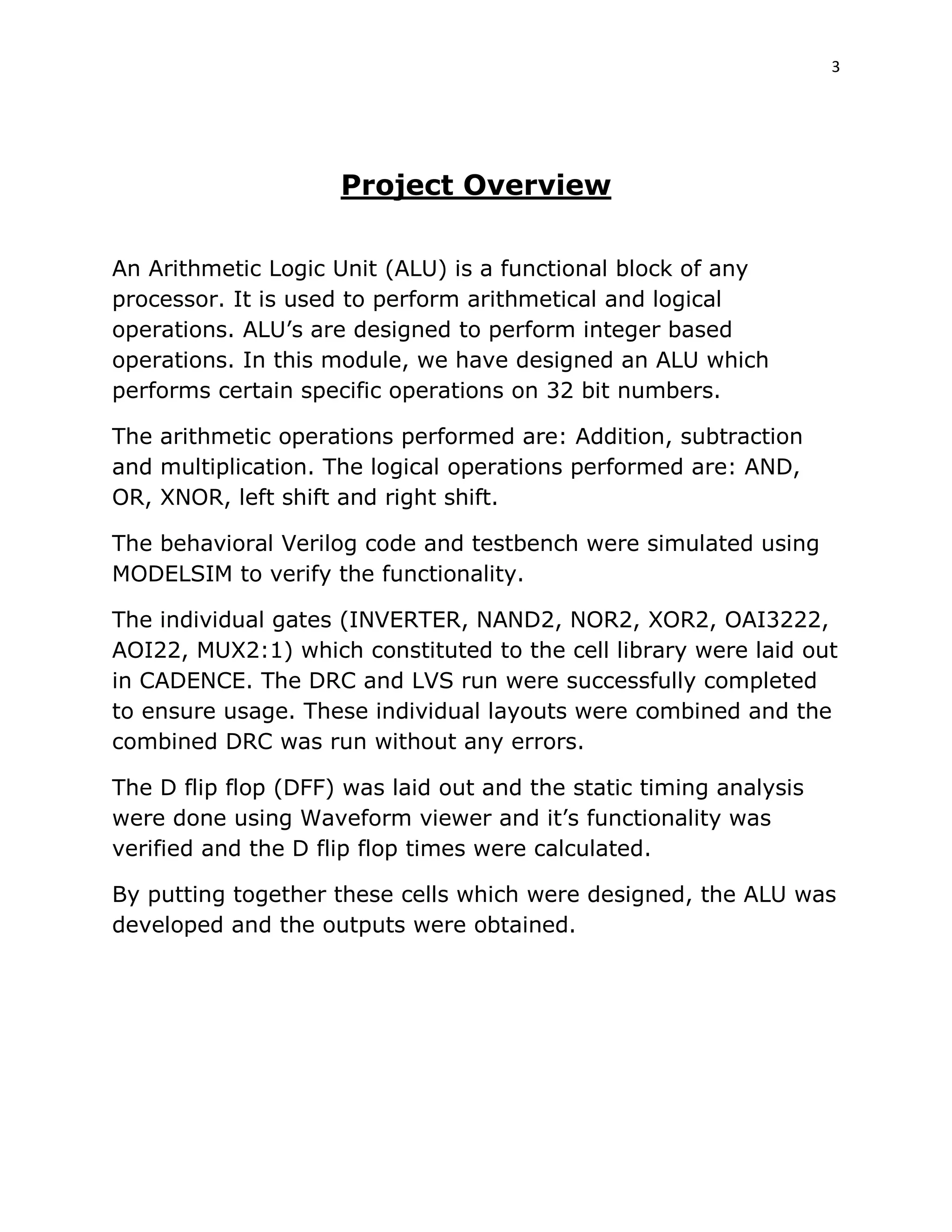 VLSI Design Final Project - 32 bit ALU | PDF