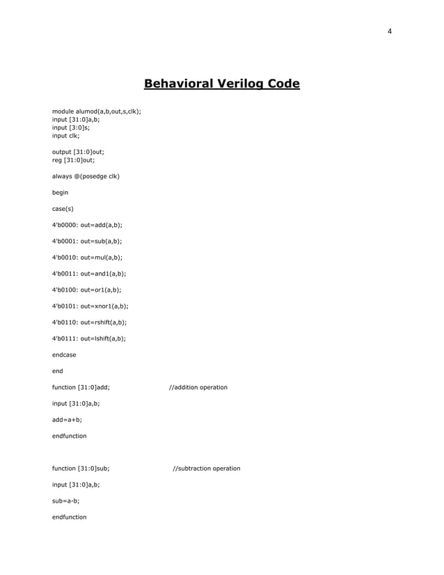 Vlsi Design Final Project 32 Bit Alu Pdf Programming Languages