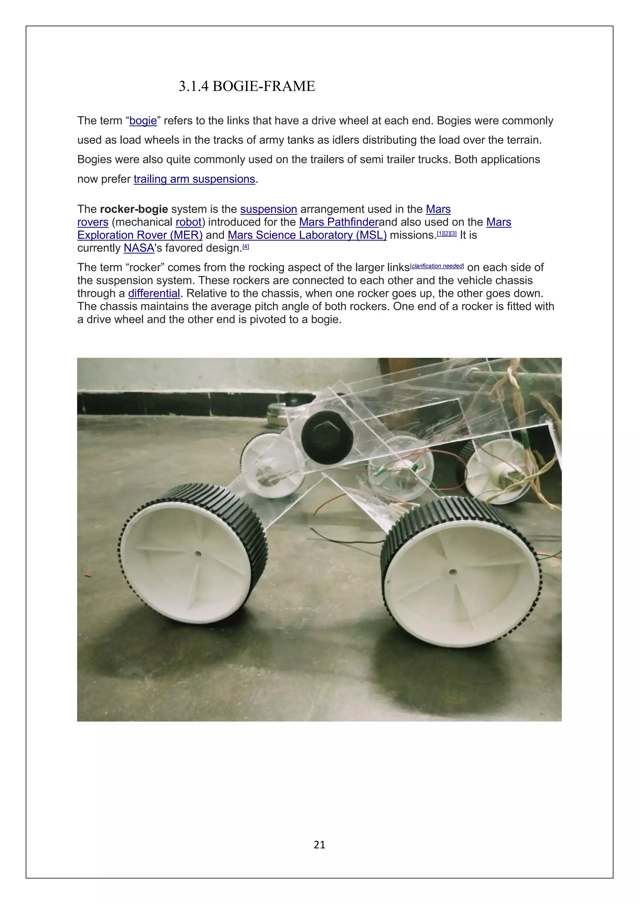 Rocker bogie mechanism (mars rover) final year mini project final ...