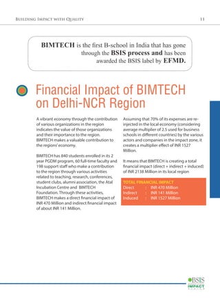 Building impact with Quality (BSIS Report) - BIMTECH, Greater Noida | PDF