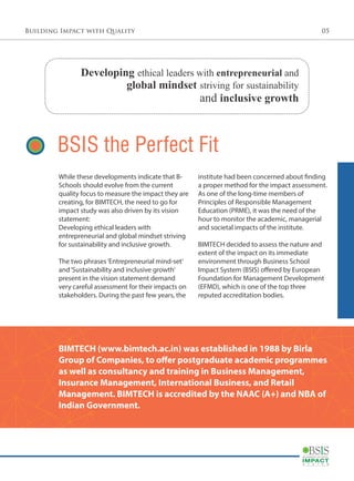 Building impact with Quality (BSIS Report) - BIMTECH, Greater Noida ...