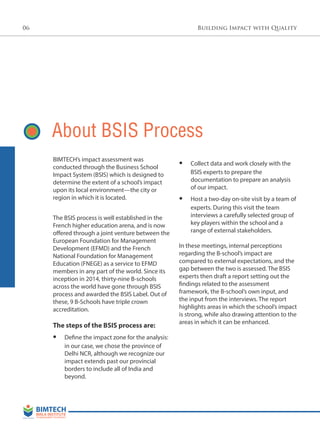 Building impact with Quality (BSIS Report) - BIMTECH, Greater Noida | PDF | Professional School ...